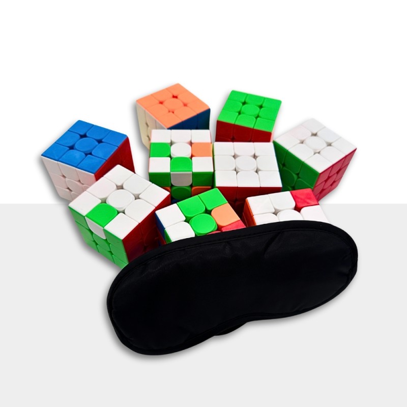 Pack Multiblind 3x3 – 9 Cubos + 2 Vendas para Entrenar Blind 🤩